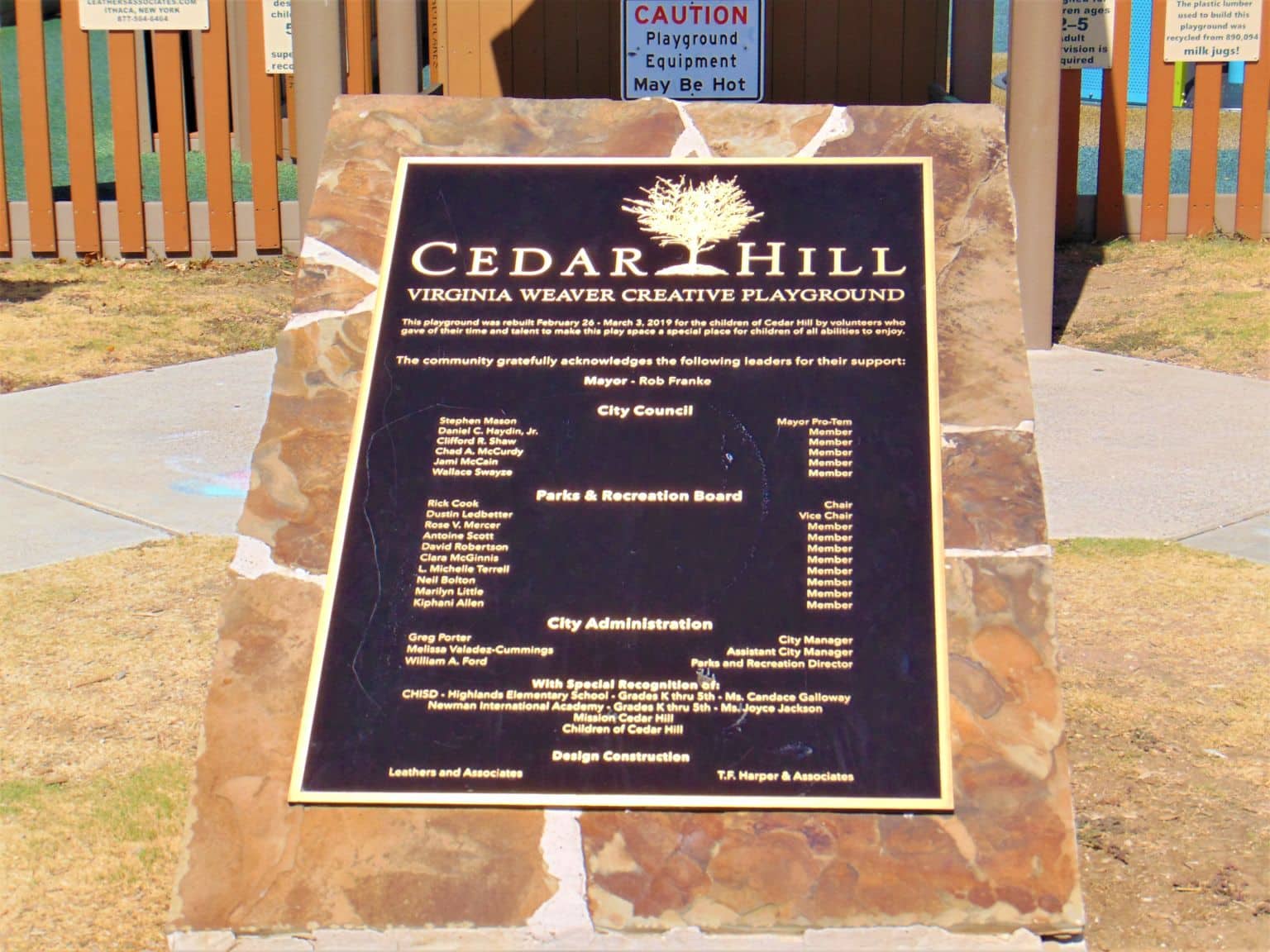 Bronze Plaque for Virginia Weaver Creative Playground